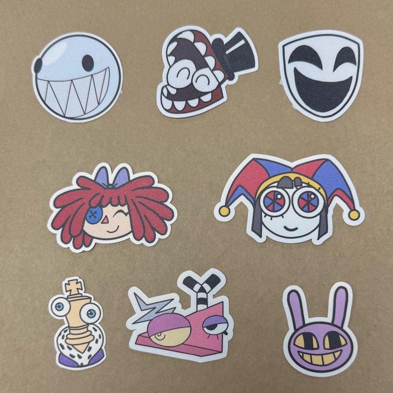 TADC/ Fun Digital Circus Head Stickers - Etsy