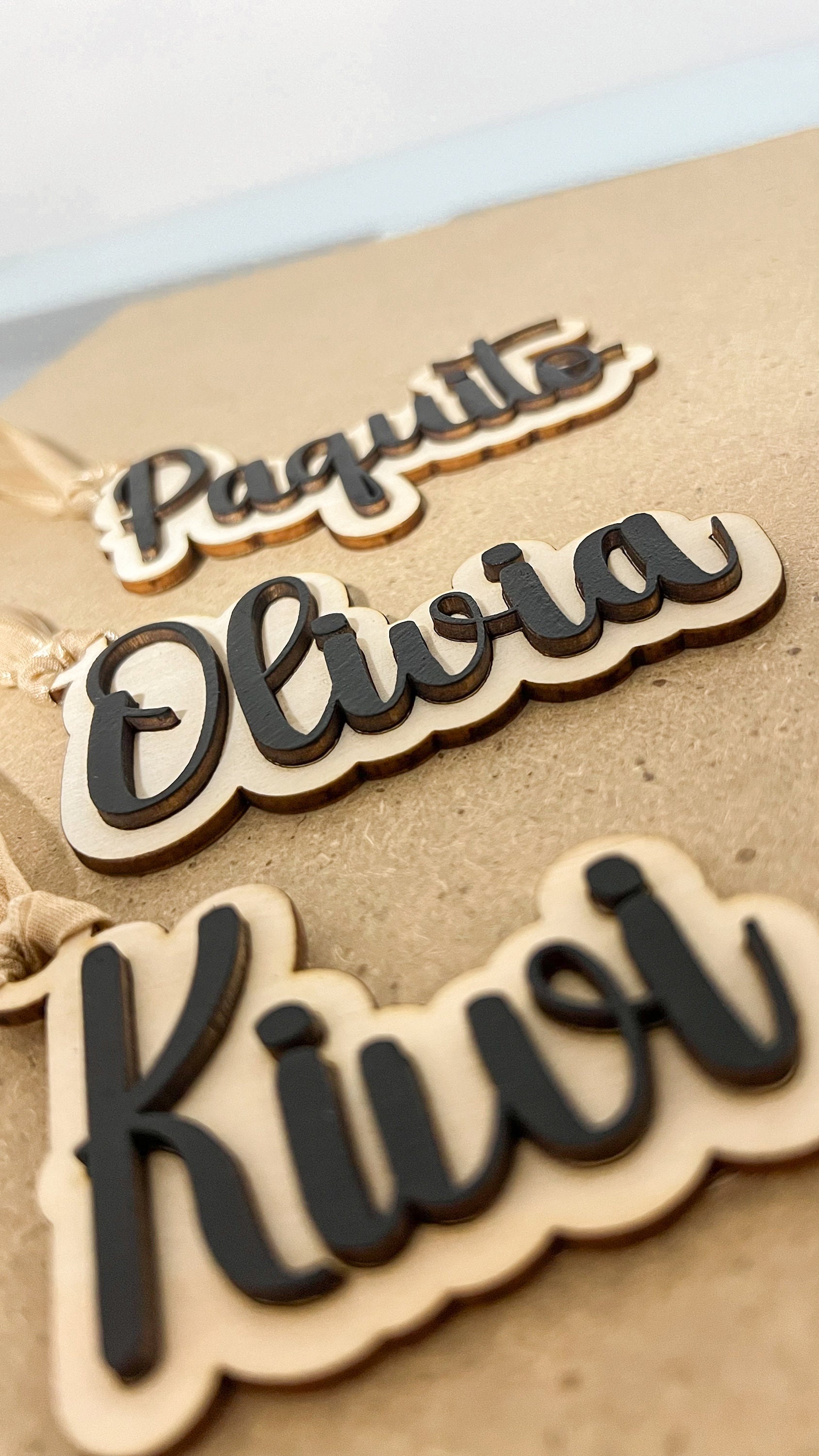 Wooden Name Tag, Hand Painted, Laser Cut Wood, Christmas Stocking ...