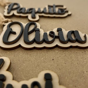 Wooden Name Tag, Hand Painted, Laser Cut Wood, Christmas Stocking ...