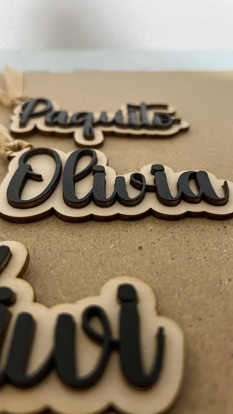 Wooden Name Tag, Hand Painted, Laser Cut Wood, Christmas Stocking ...