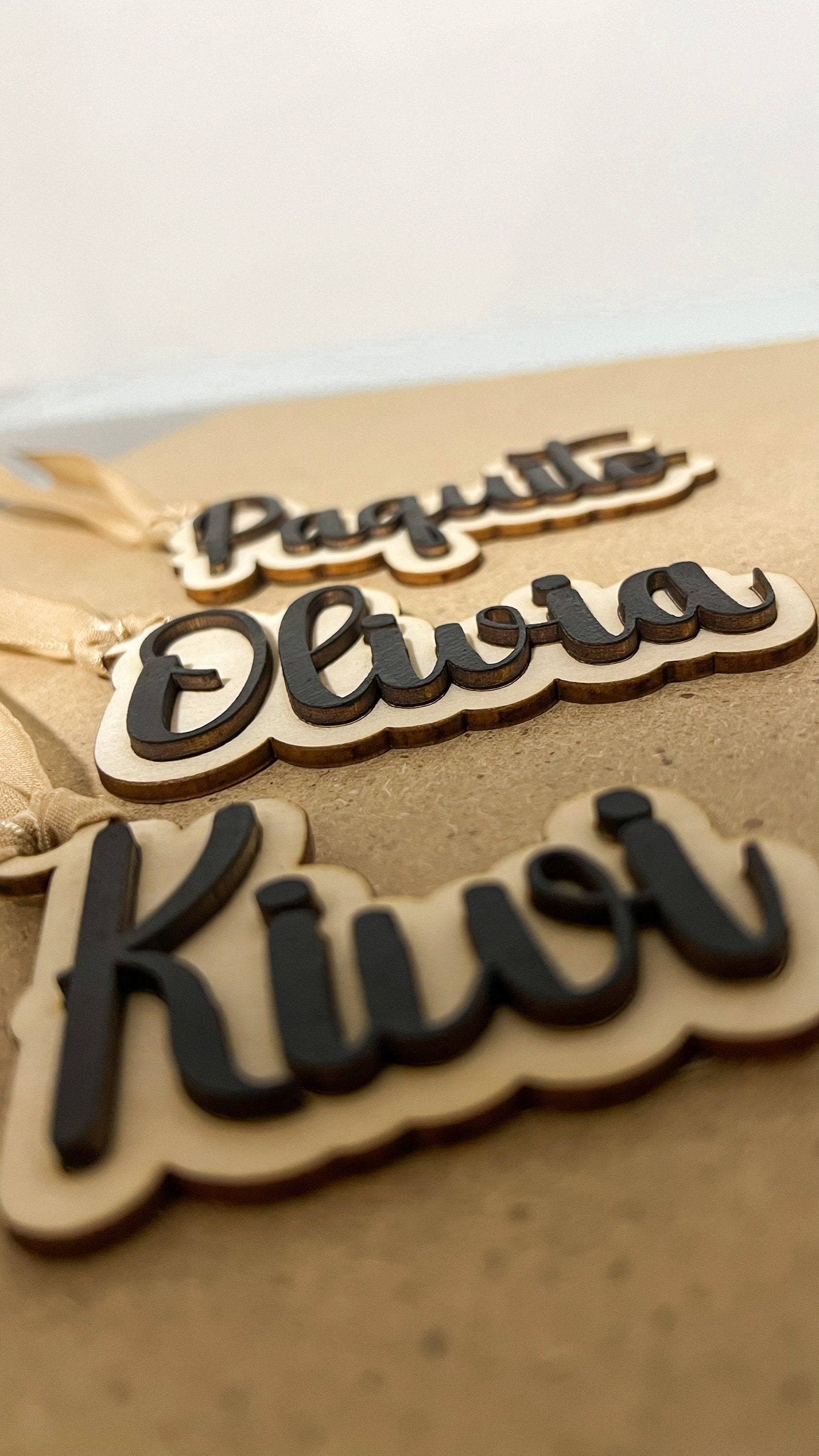 Wooden Name Tag, Hand Painted, Laser Cut Wood, Christmas Stocking ...