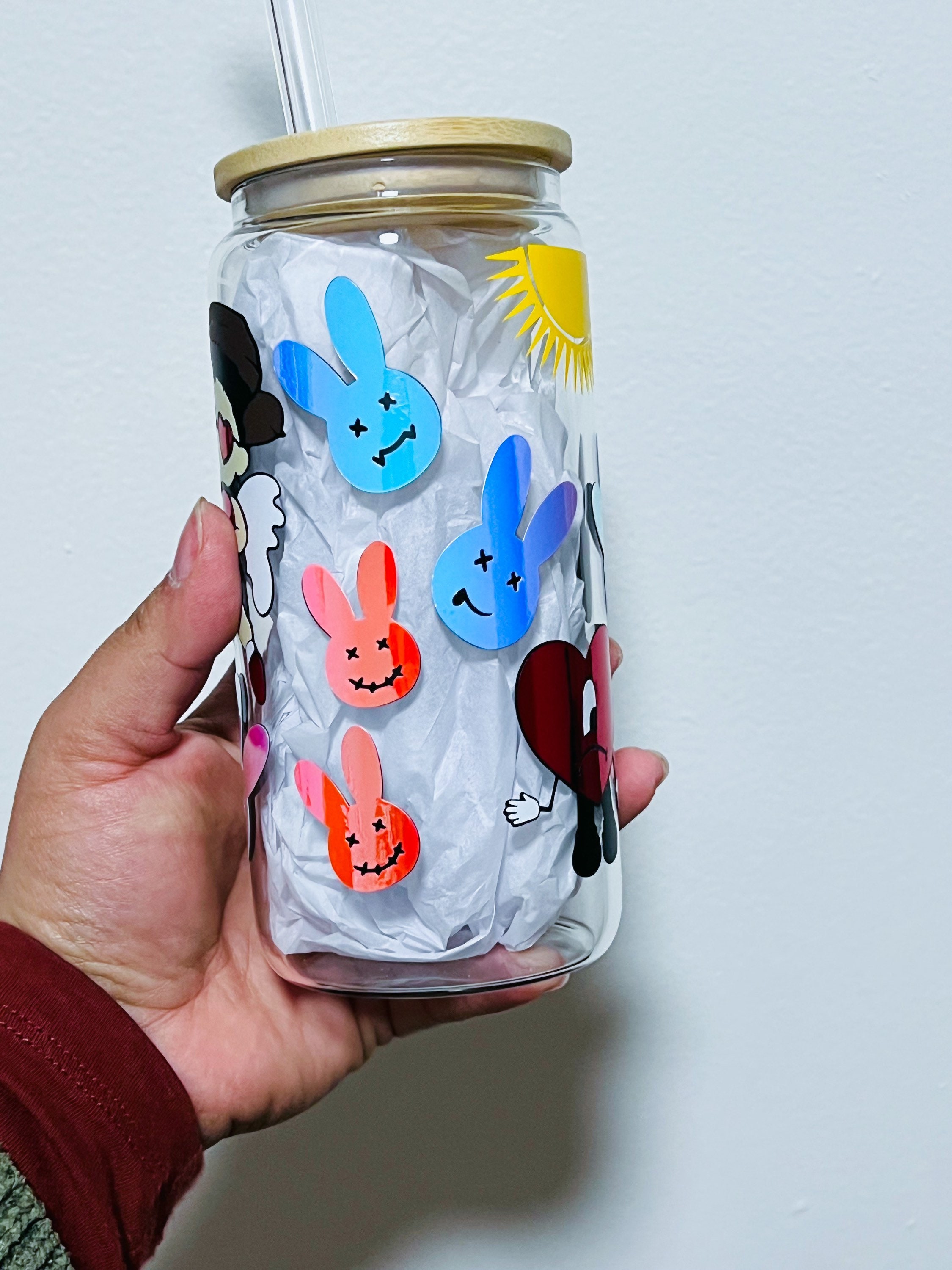 Personalized Bad Bunny Beer Can Glass Cup Decal Bad Bunny - Etsy