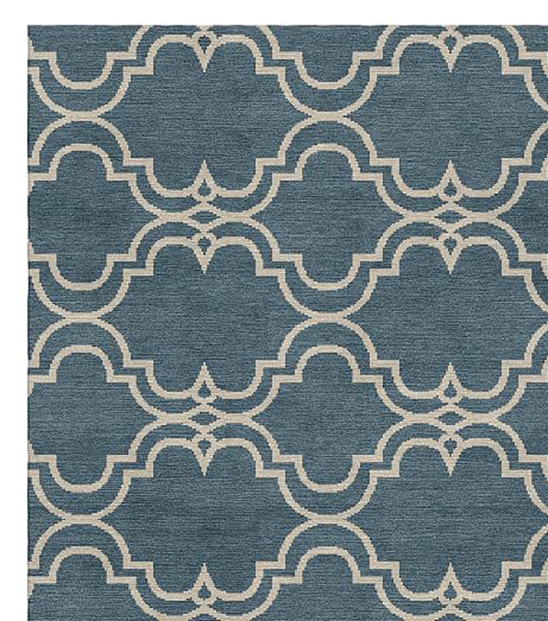 PB Scroll Tile Denim Blue Color Modern Design Handmade Tufted 100% Wool Area Rugs & Carpet ...