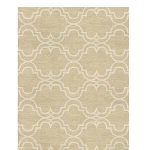 PB Scroll Tile Ivory Color Modern Design Handmade Tufted 100% Wool Area ...