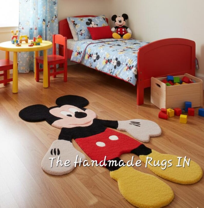 Mickey Mouse Kids Rug, Cartoon Theme Carpet, Hand Tufted Area Rug ...