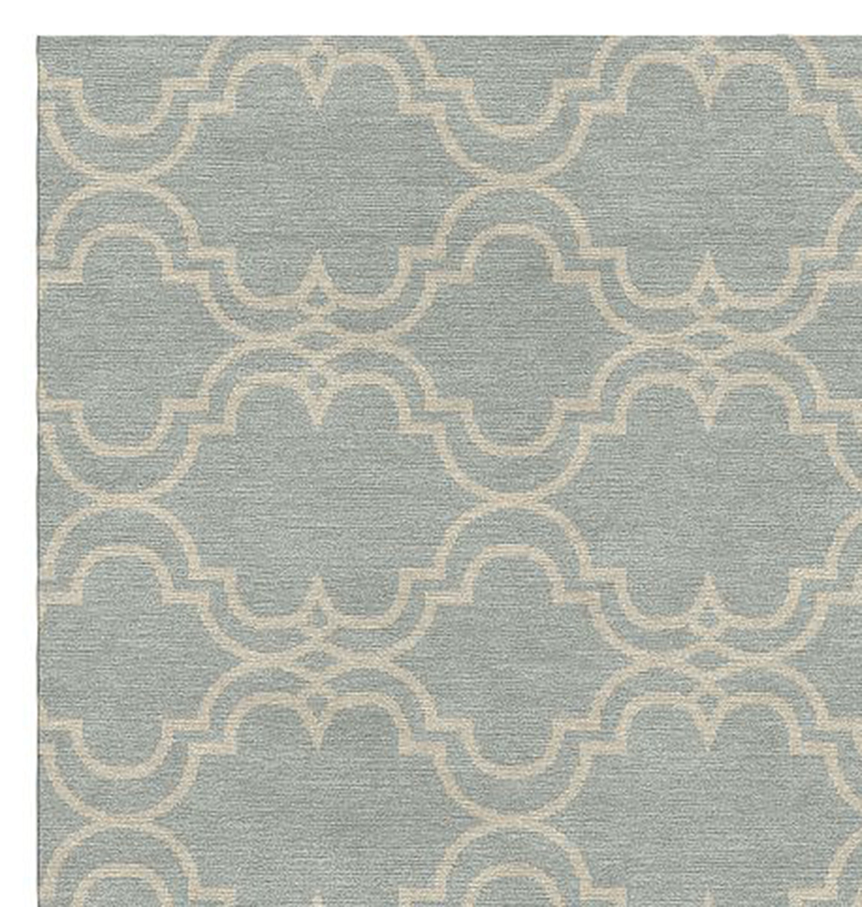 PB Scroll Tile Porcelain Blue Color Modern Design Handmade Tufted 100% ...