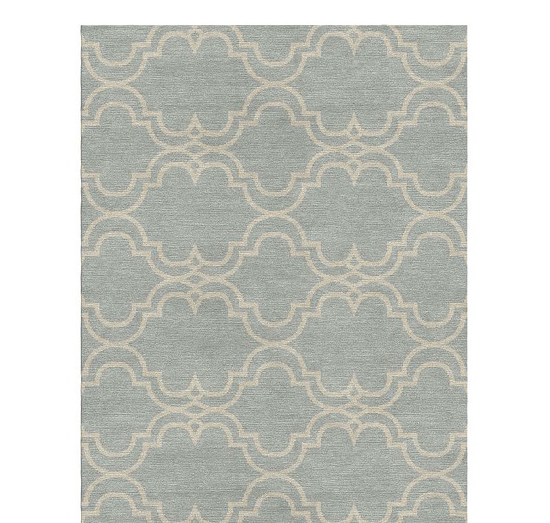 PB Scroll Tile Porcelain Blue Color Modern Design Handmade Tufted 100% ...