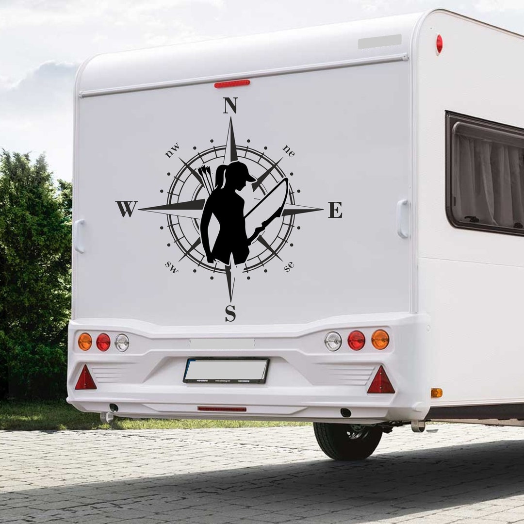Compass Bow Archery Archer Woman Arrow and Bow Hunting Longbow Sticker ...
