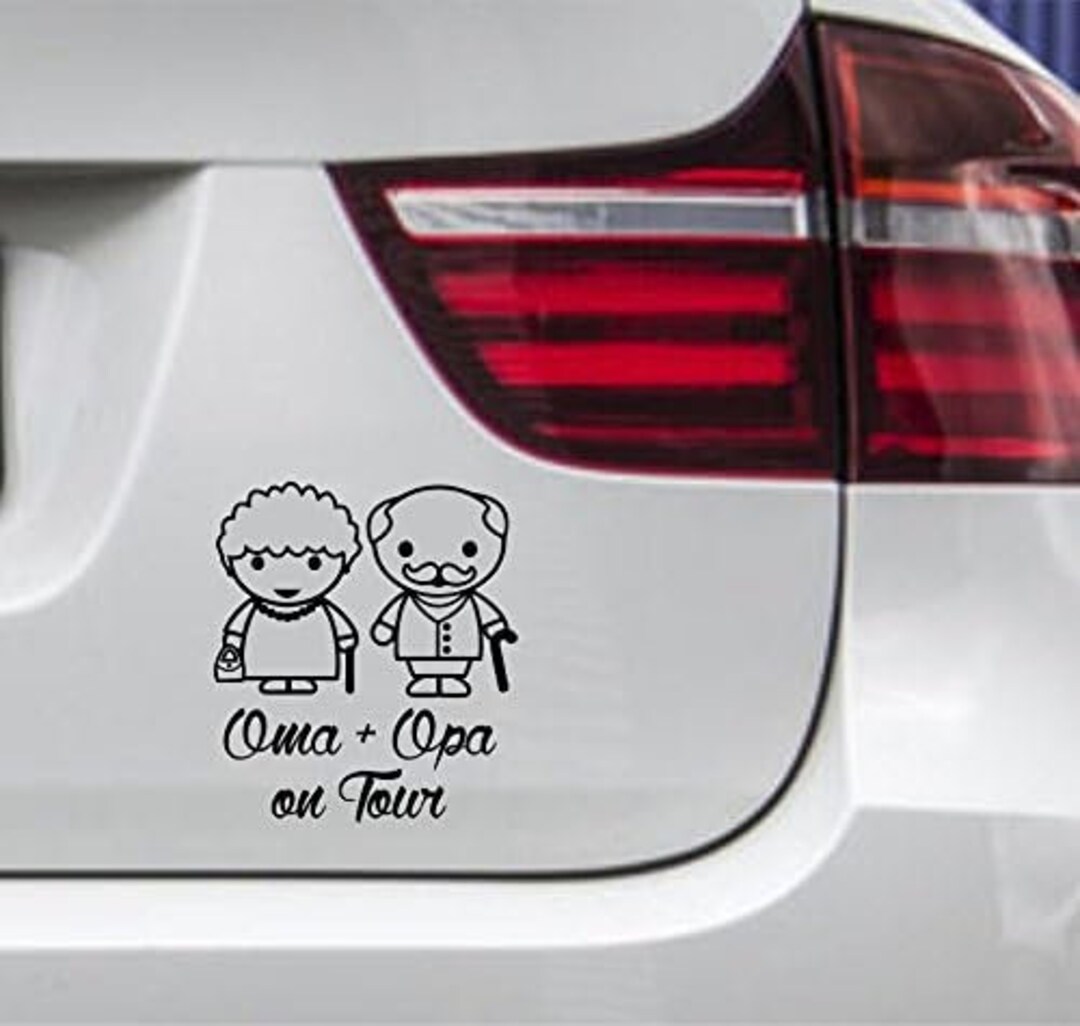 Oma Opa op tournee met echtpaar figuren sticker auto sticker auto ...