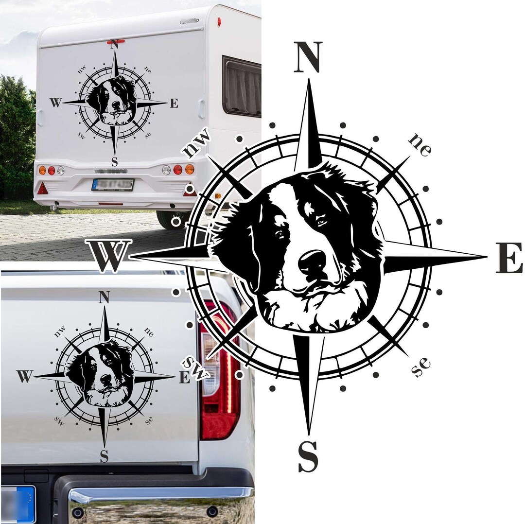 Compass Bernese Mountain Dog Sticker, Size & Color Selectable, Dog ...