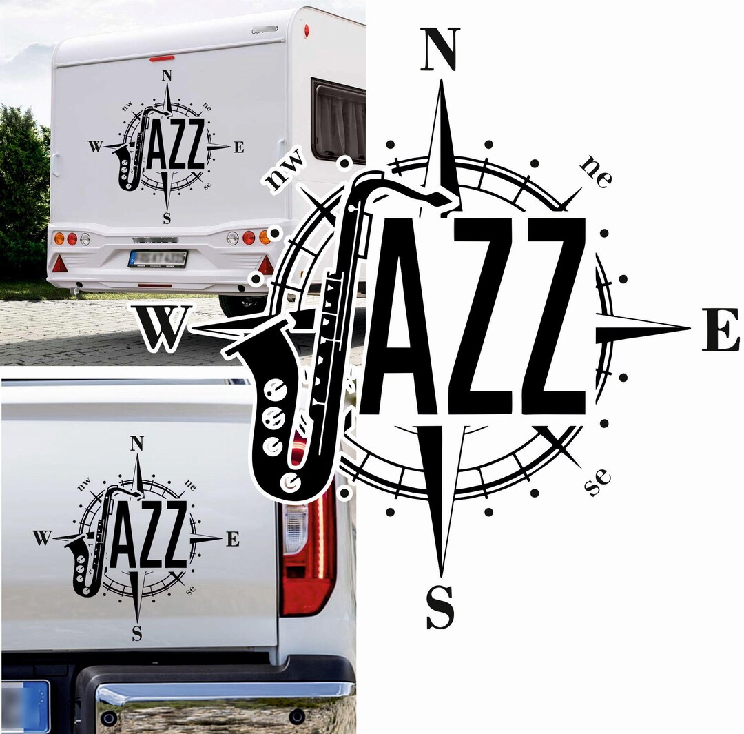 Compass Jazz Jazz Music Saxophone Sticker Size&color Selectable Motorhome Caravan Car Sticker ...