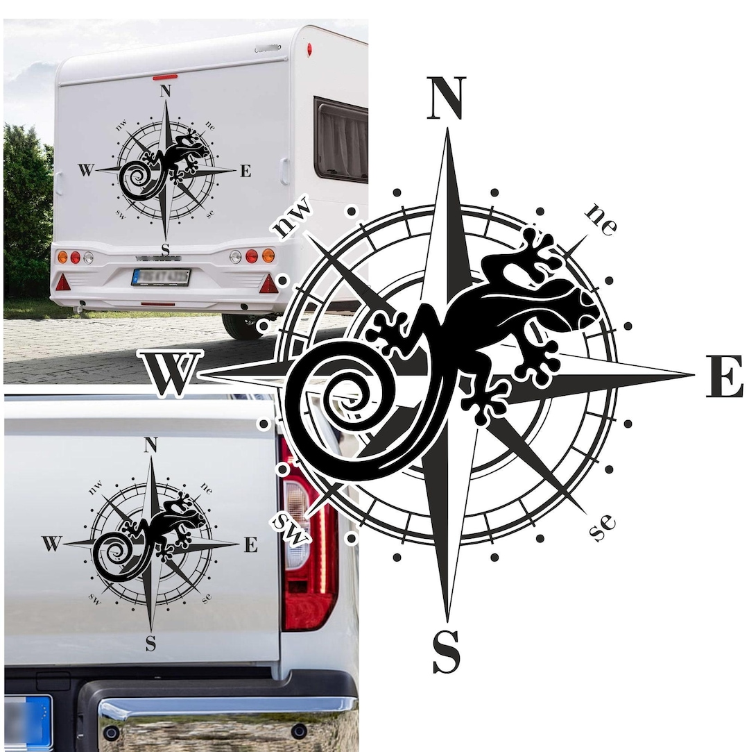Compass Gecko Cute Geckos Symbol Sticker Free Size & Color Car Camper ...