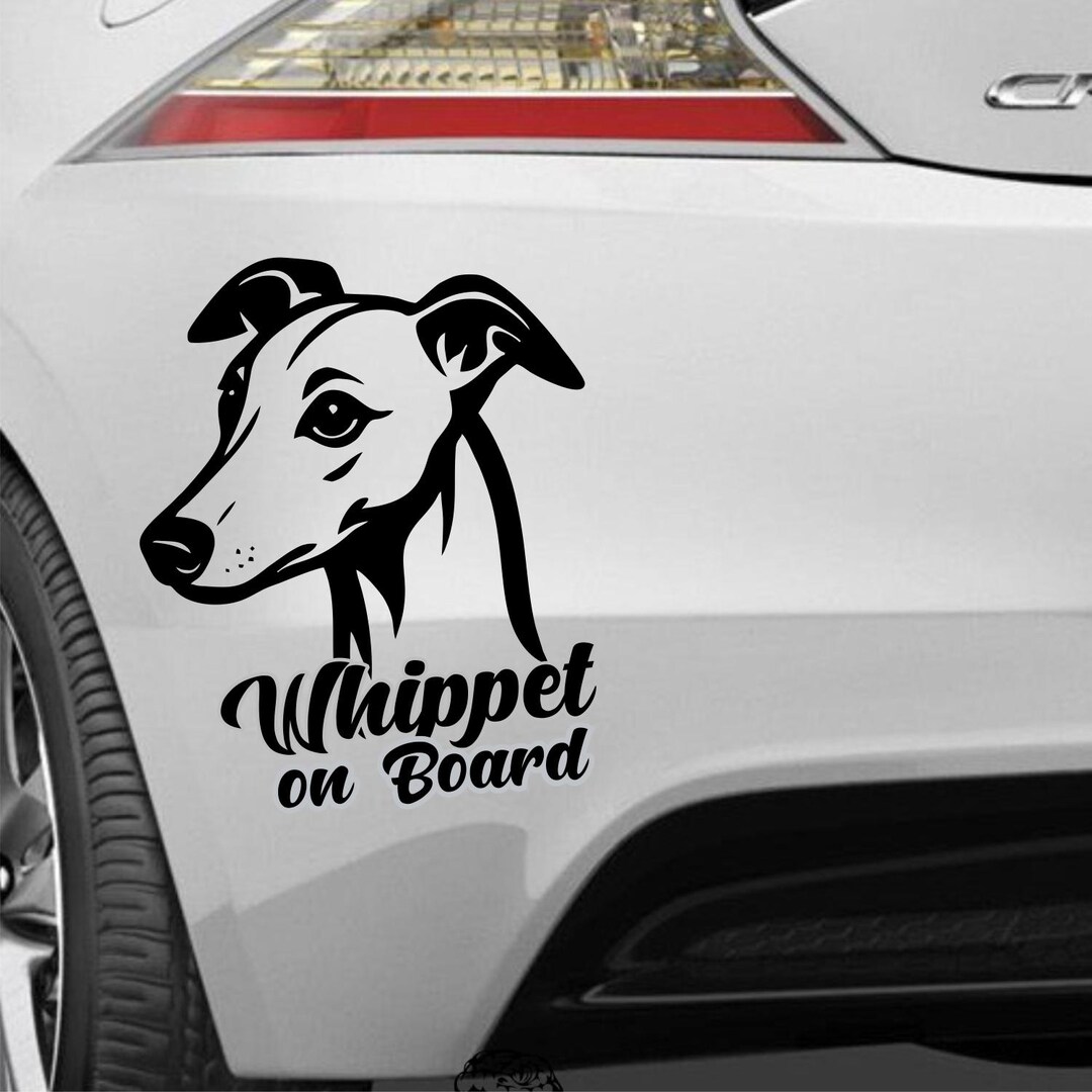 Dog Custom Text Whippet on Board Sticker Decal Car Camper Laptop ...