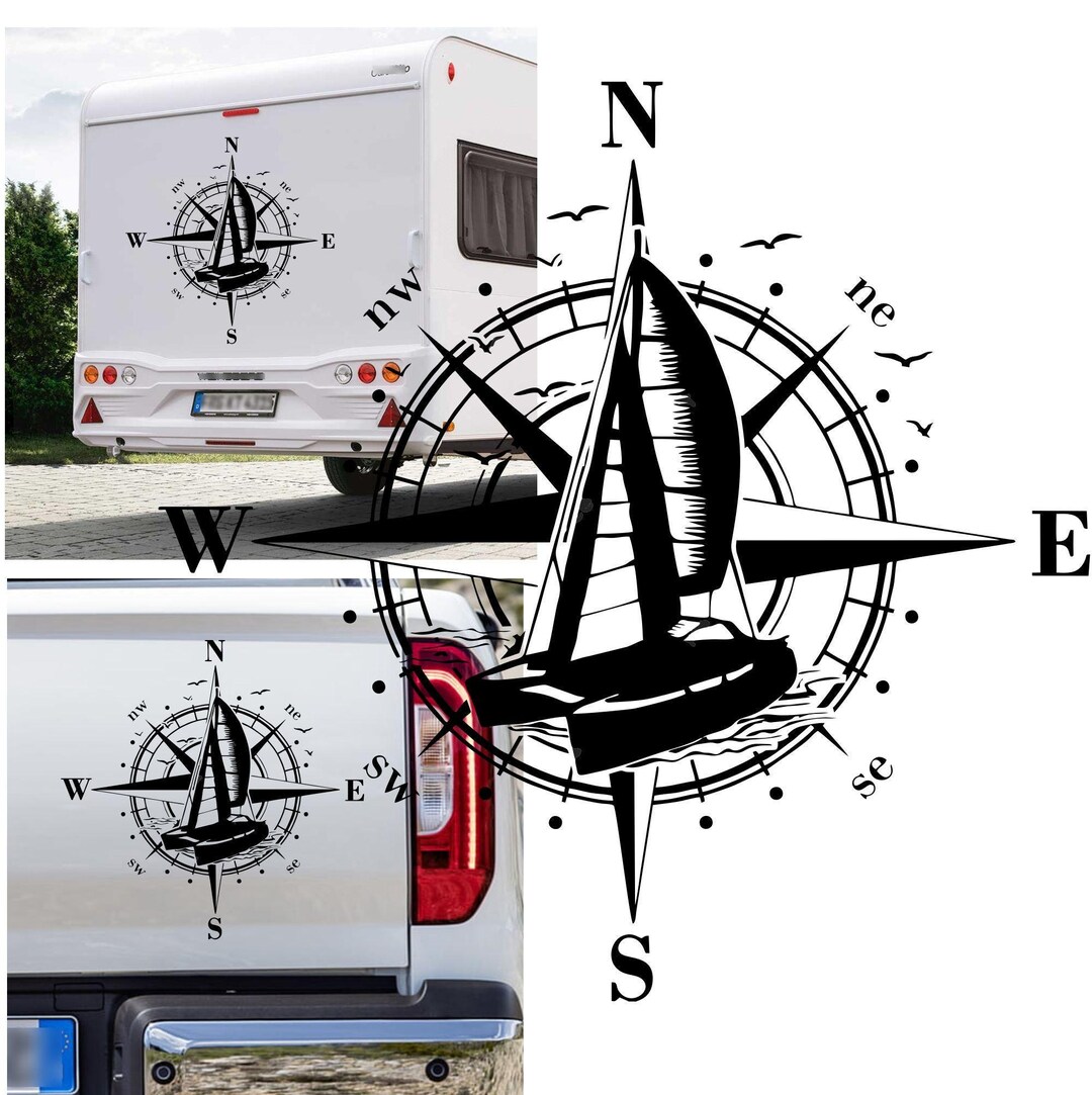 Katermaran Sailing Sticker Compass Water Sports Sailboat Boat Sailboat ...