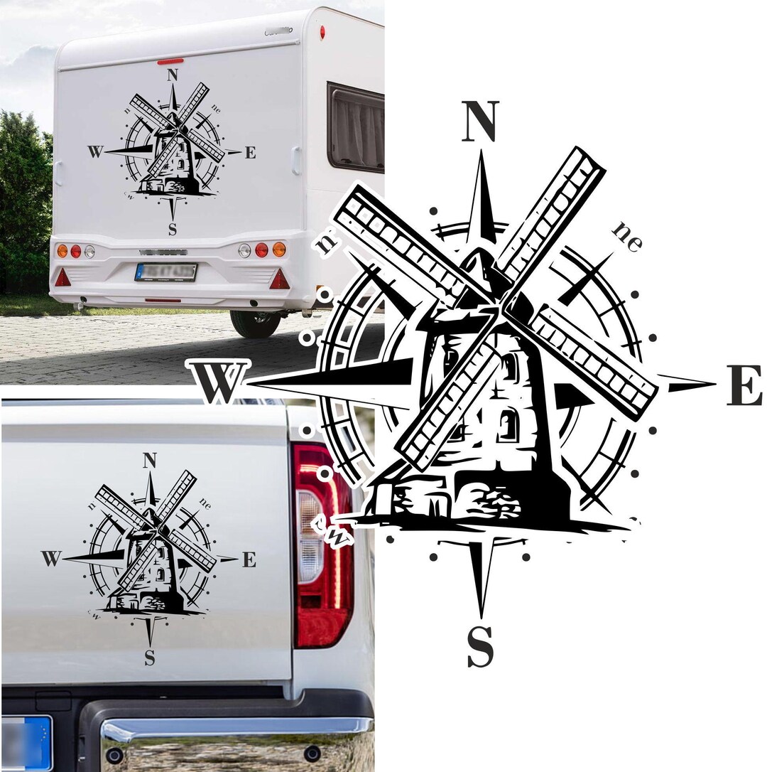 Compass Windmill Wind Turbine Sticker Size&color Selectable Dog ...