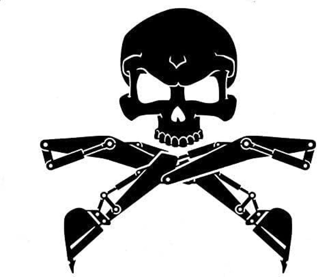 Skull Excavator Excavator Civil Engineering Excavator Driver Sticker ...