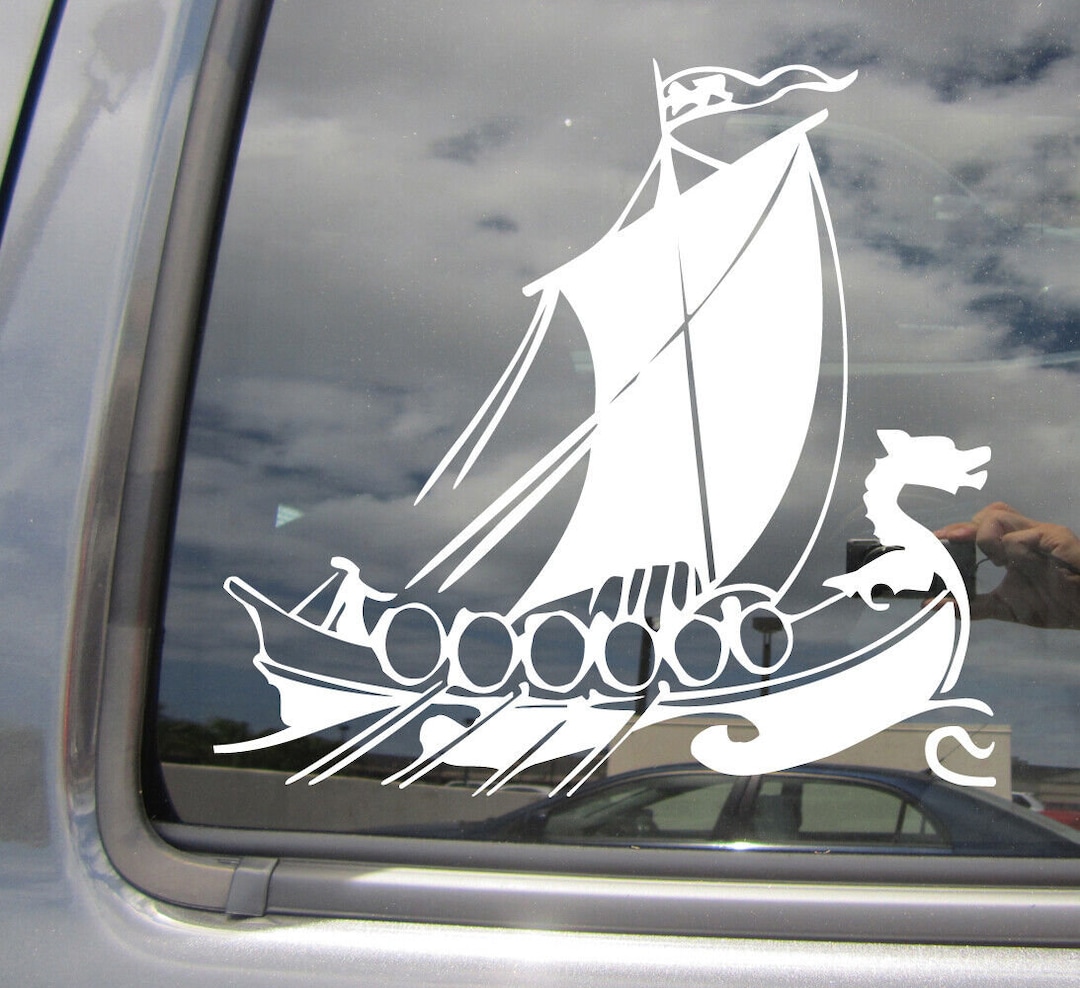Viking Boat Ship Sticker, Sticker, Decal, Car Sticker, UV & Car Wash ...