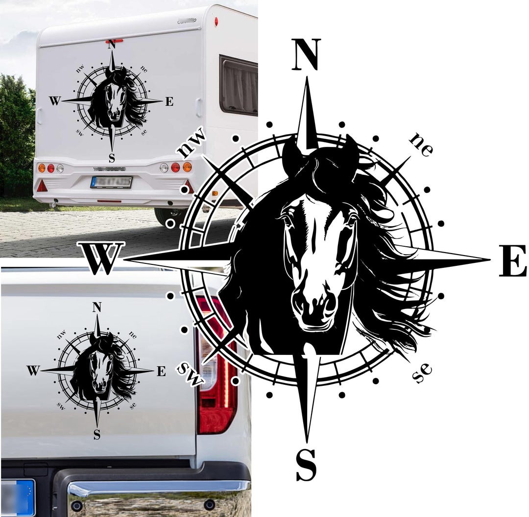Compass Friesian Horse Friesian Sticker Sticker Size & Color Selectable ...