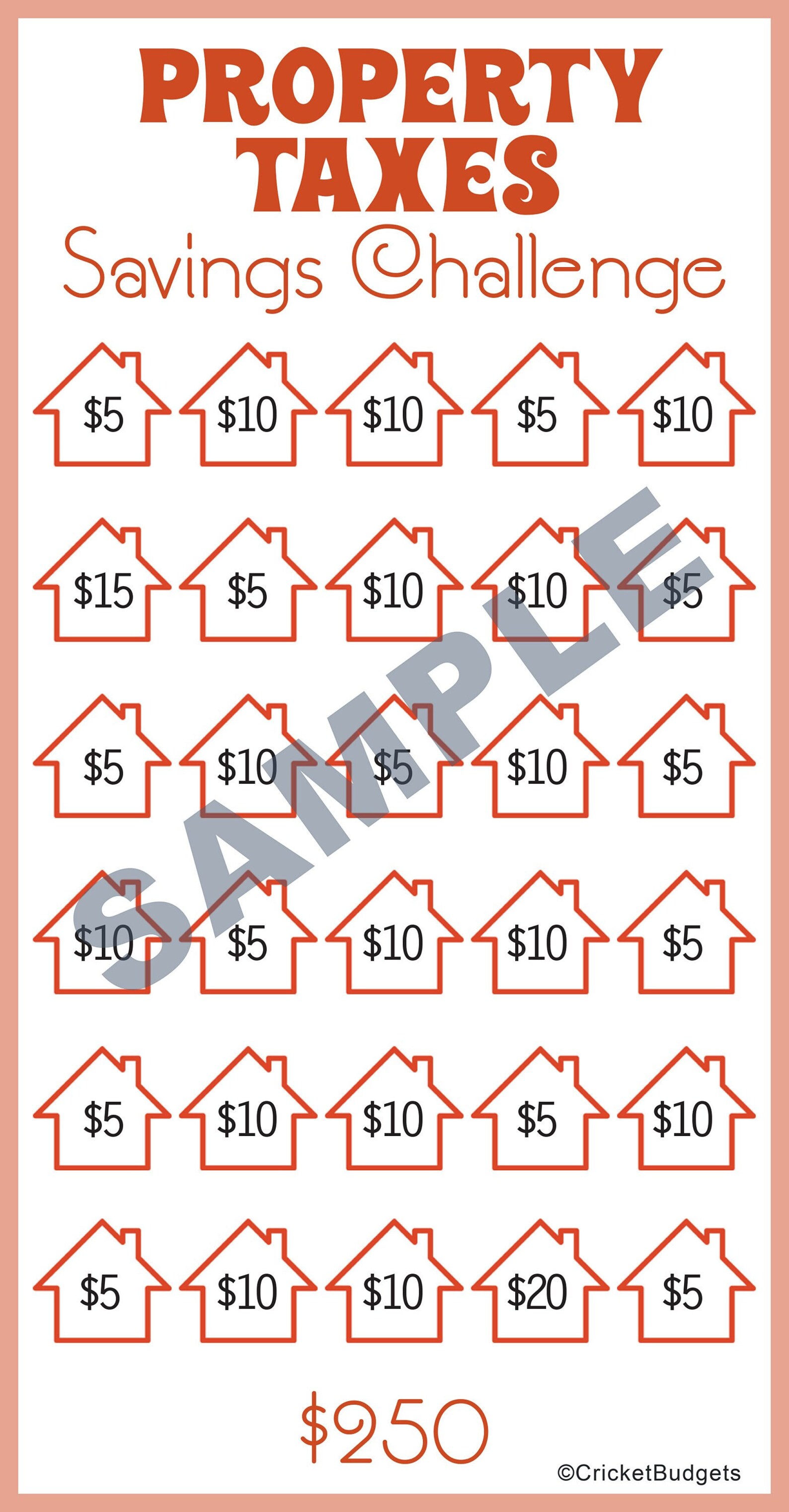 A6 250 Dollar | Property Taxes | Envelopes Challenge | INSTANT DOWNLOAD ...