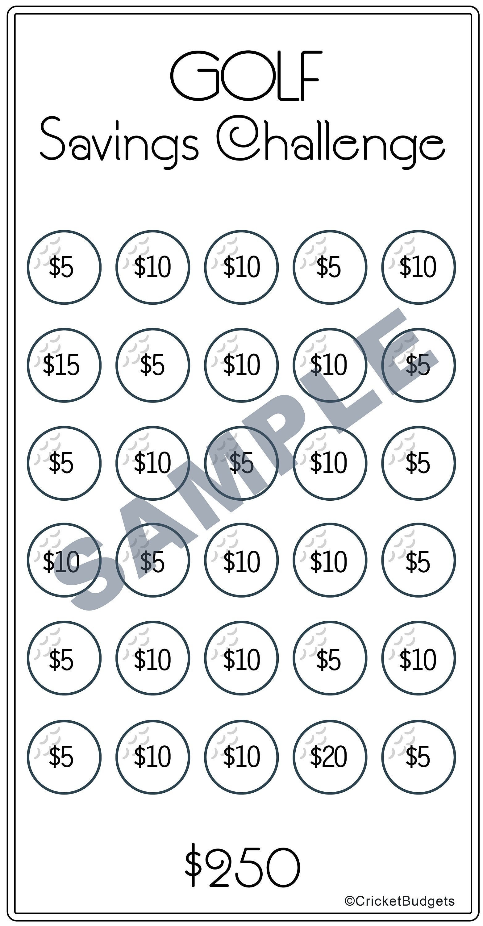 A6 250 Dollar | Golf | Envelopes Challenge | INSTANT DOWNLOAD | Sinking ...