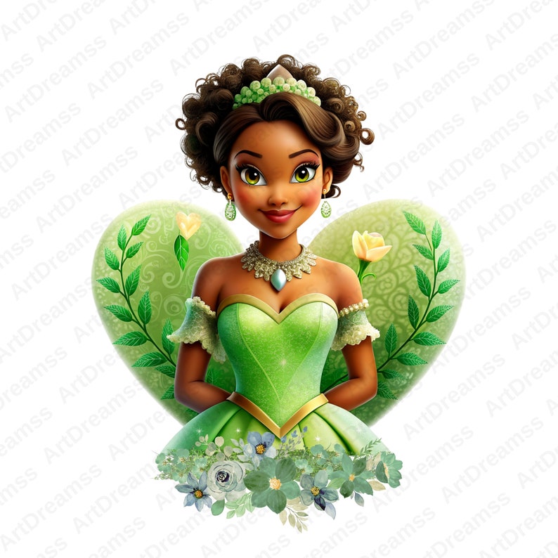 Tiana Clipart, Tiana With Flowers, Princess Tiana PNG, Cute Princess ...