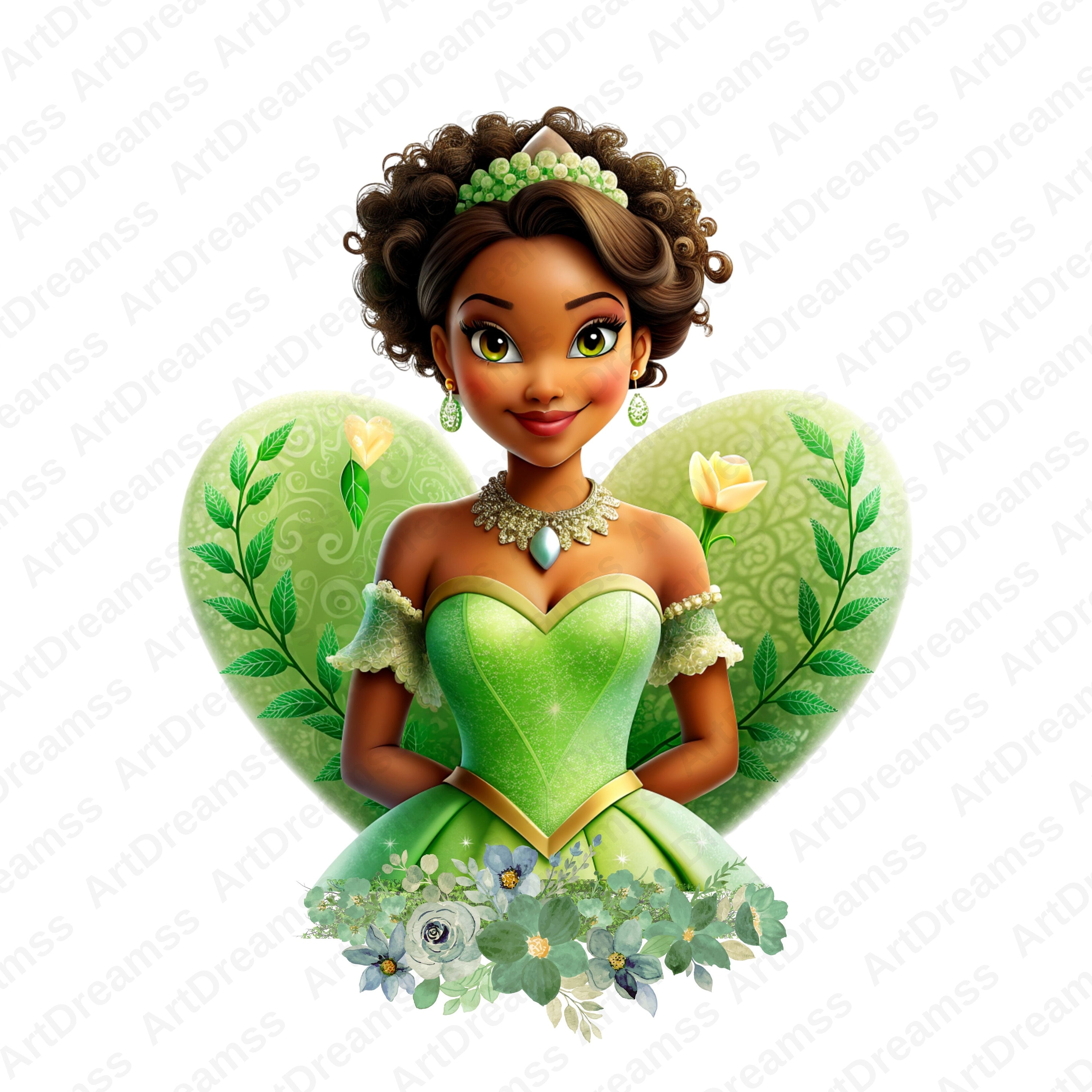 Tiana Clipart, Tiana With Flowers, Princess Tiana PNG, Cute Princess ...