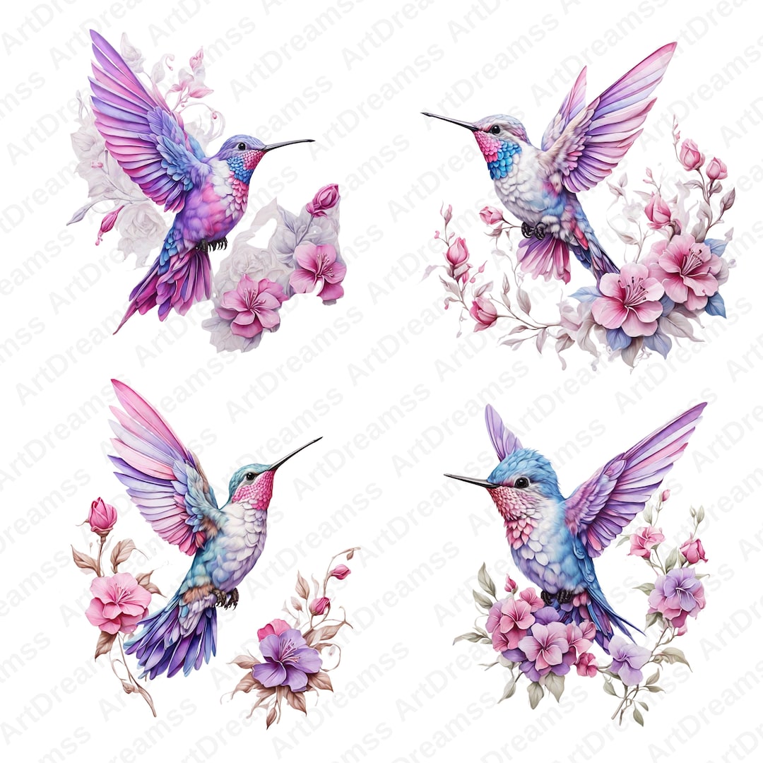 Hummigbirds Clipart PNG, Watercolor Hummingbird, Hummingbird Purple ...