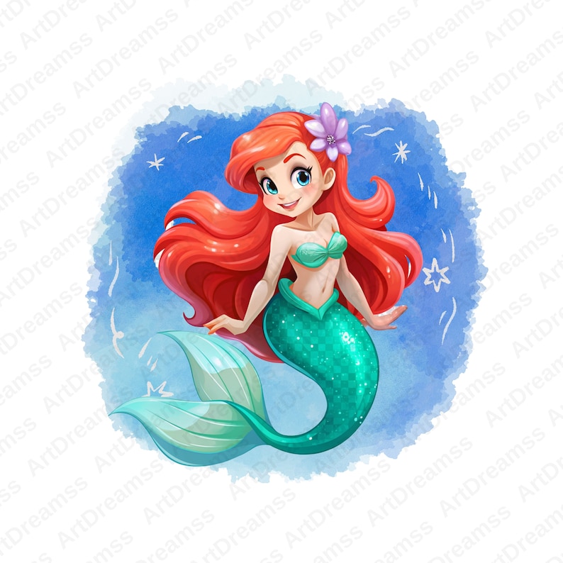 Little Mermaid Clipart, Cute Ariel PNG, Princess Ariel, High Quality - Etsy
