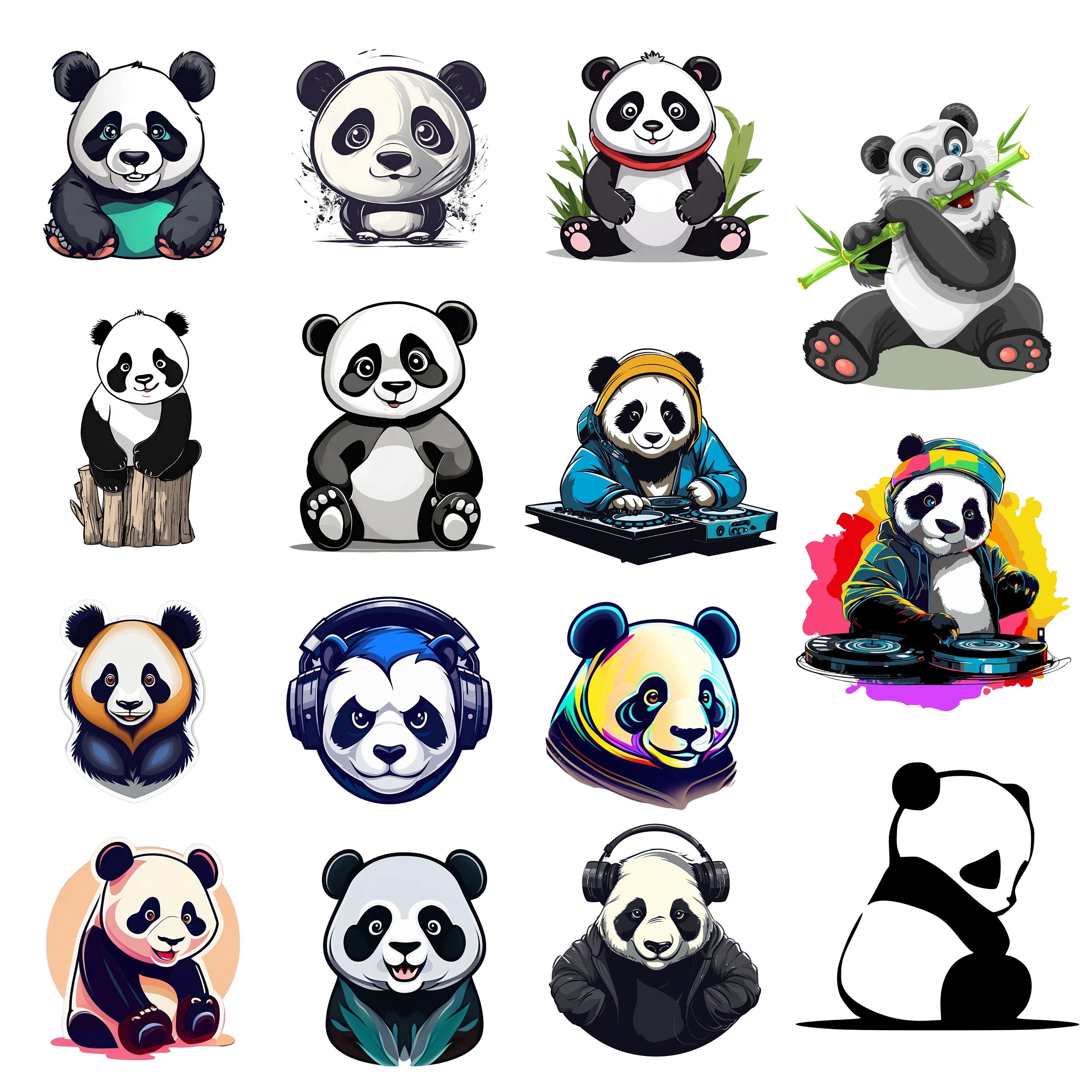 Cute Panda Clipart PNG, Panda Bundle, Dj Panda, Panda Transparent, Baby ...