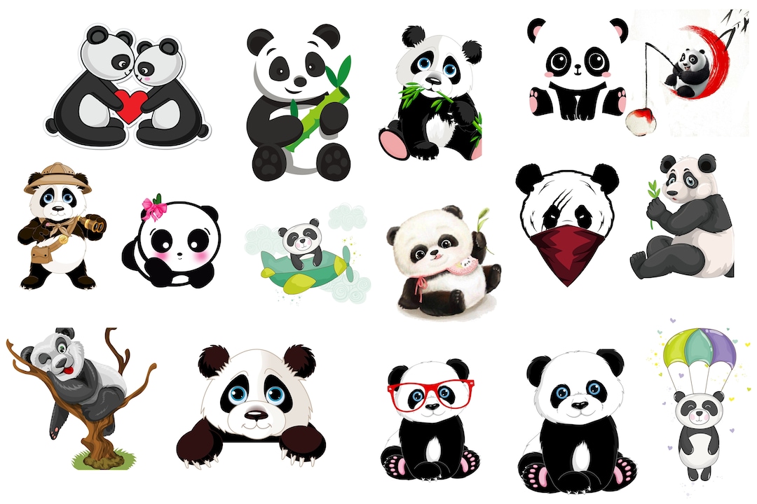 Panda Clipart PNG, Panda Digital Transparent, Cute Panda - Etsy
