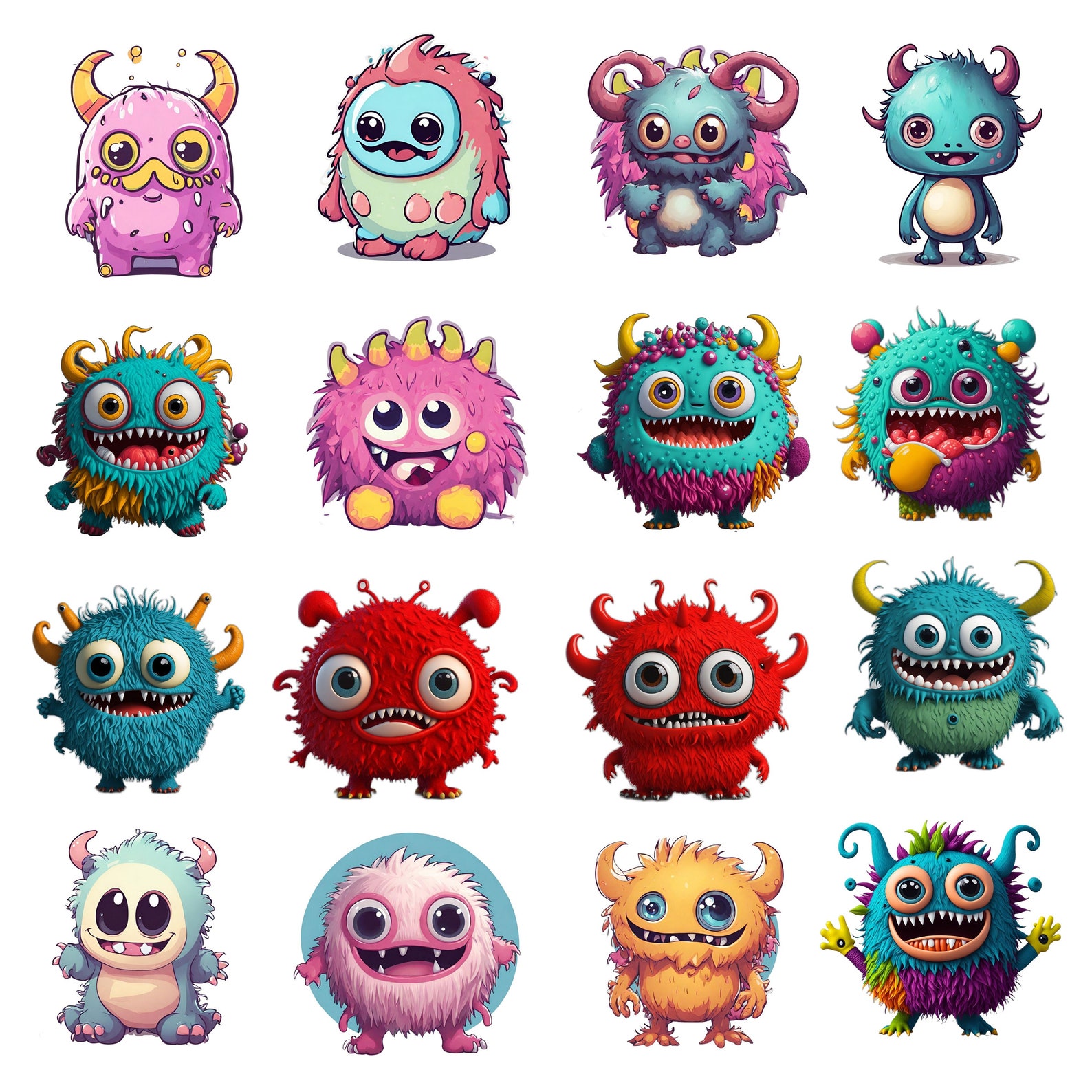 Cute Monster Clipart PNG Fantasy Monster Cartoon Monster - Etsy