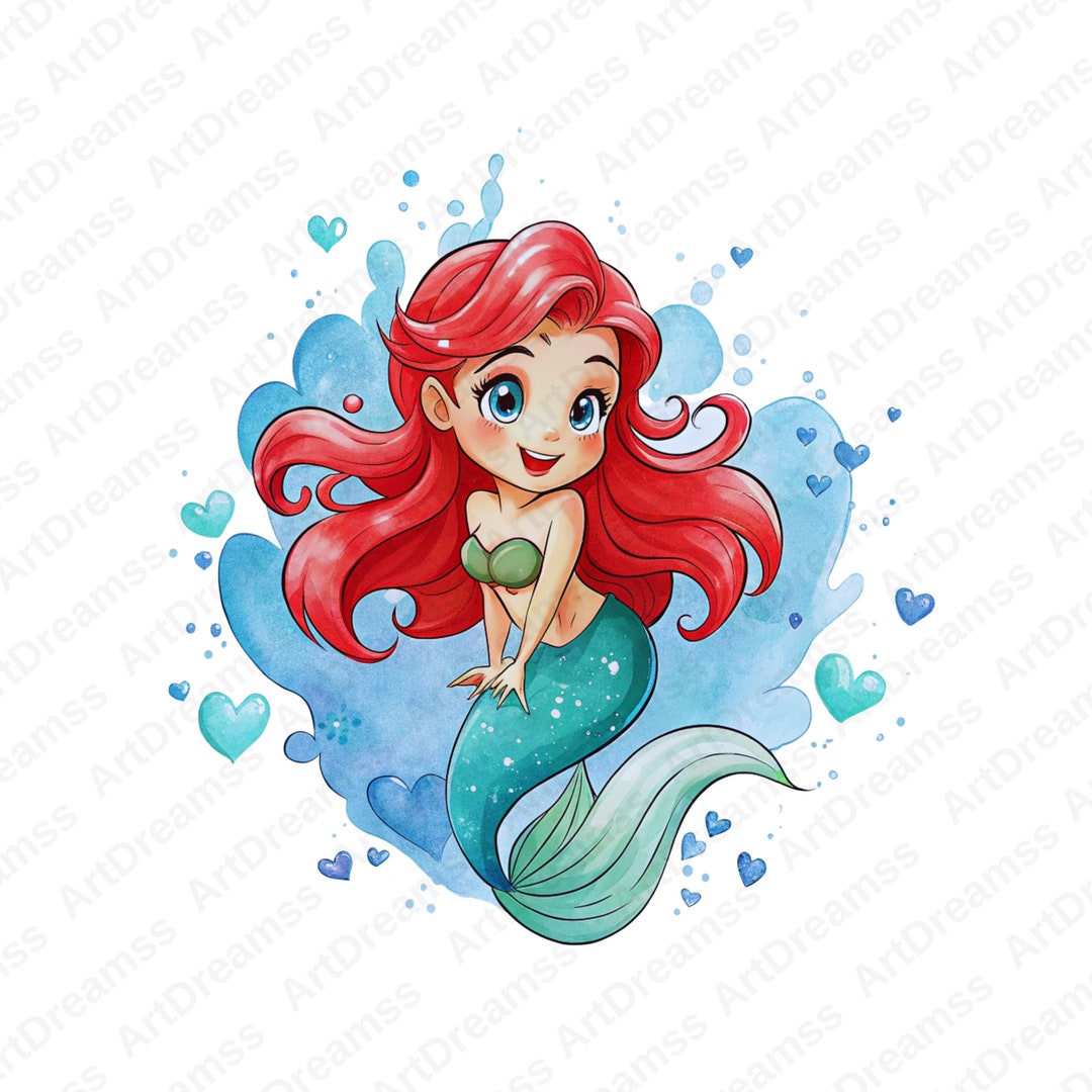 Cute Ariel PNG, Little Mermaid Clipart, Princess Ariel, High Quality - Etsy