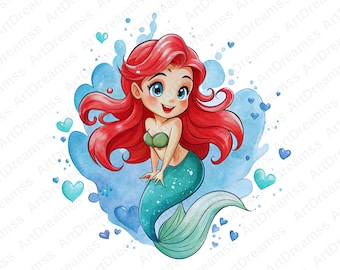 Cute Ariel PNG, Ariel With Flowers, Little Mermaid Clipart, Princess ...