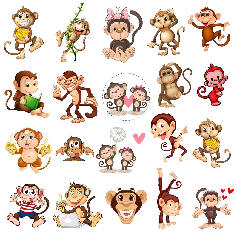 Monkey Clipart PNG, Cute Monkey Digital, Cartoon Monkey Transparent ...