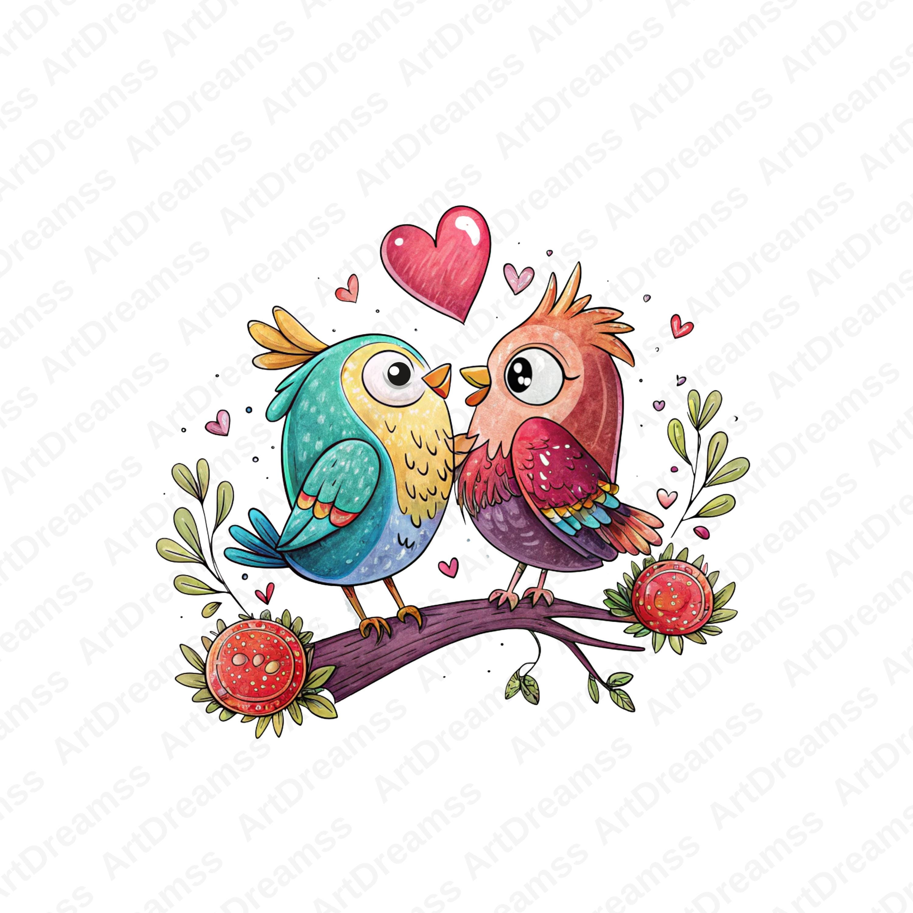 Valentine Birds Clipart, Cute Love Birds, Romantic PNG, High Quality - Etsy