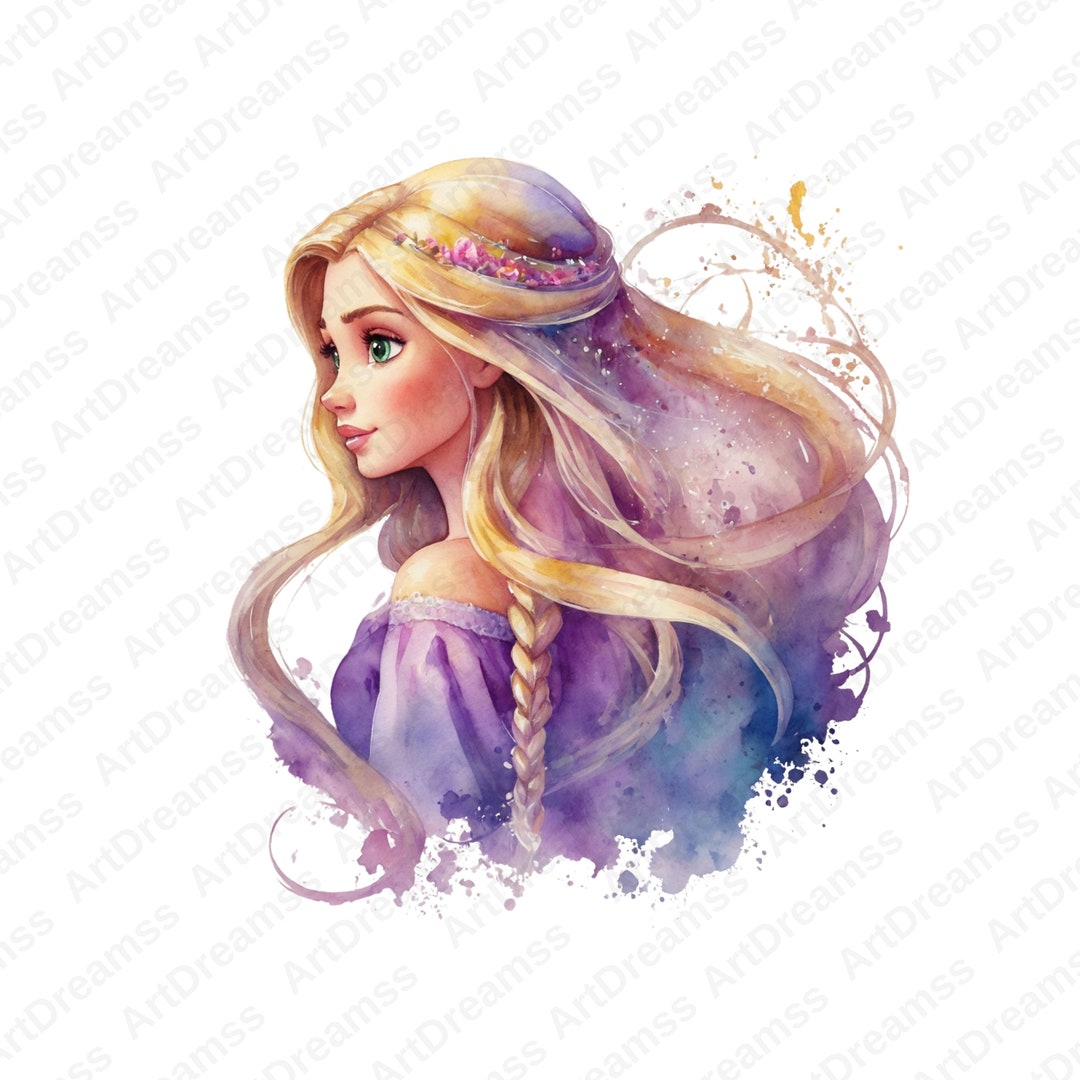 Princess Rapunzel Clipart, Cute Rapunzel, Tangled PNG, Watercolor Style ...