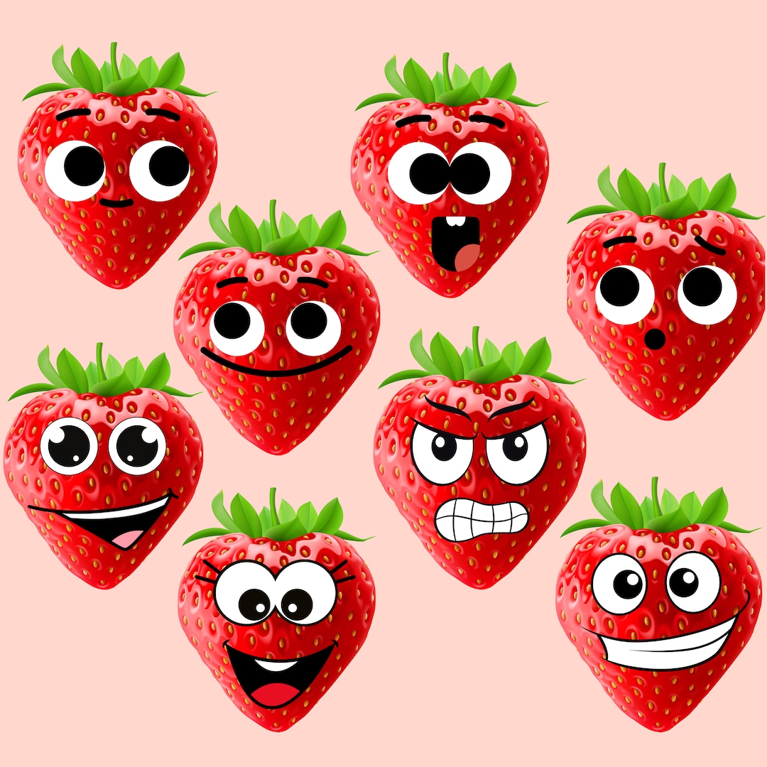 Cute Strawberry Bundle, Sweet Strawberry Png, Kawaii Strawberry - Etsy