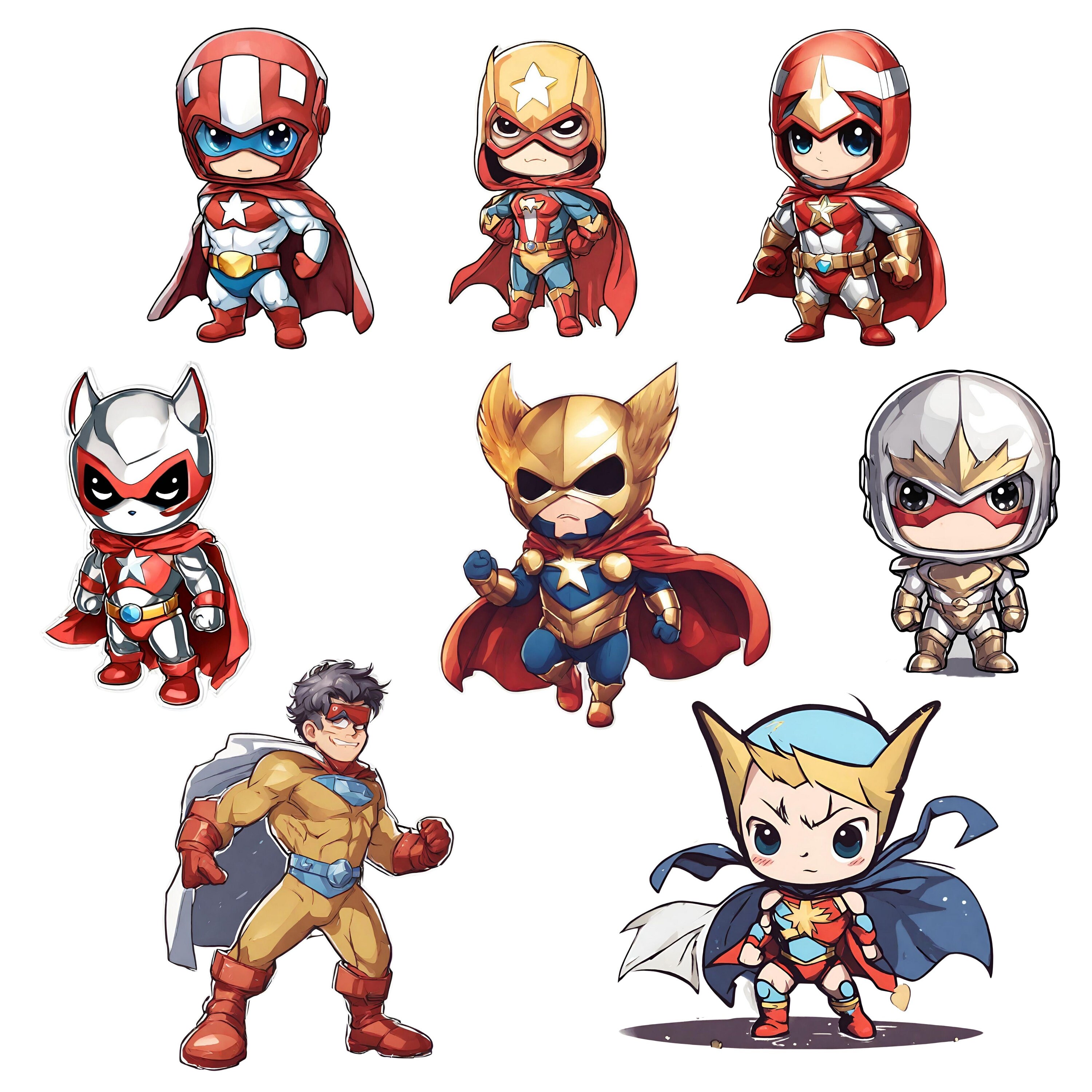 Super Hero Clipart PNG Cute Heroes Baby Hero Cartoon Hero - Etsy