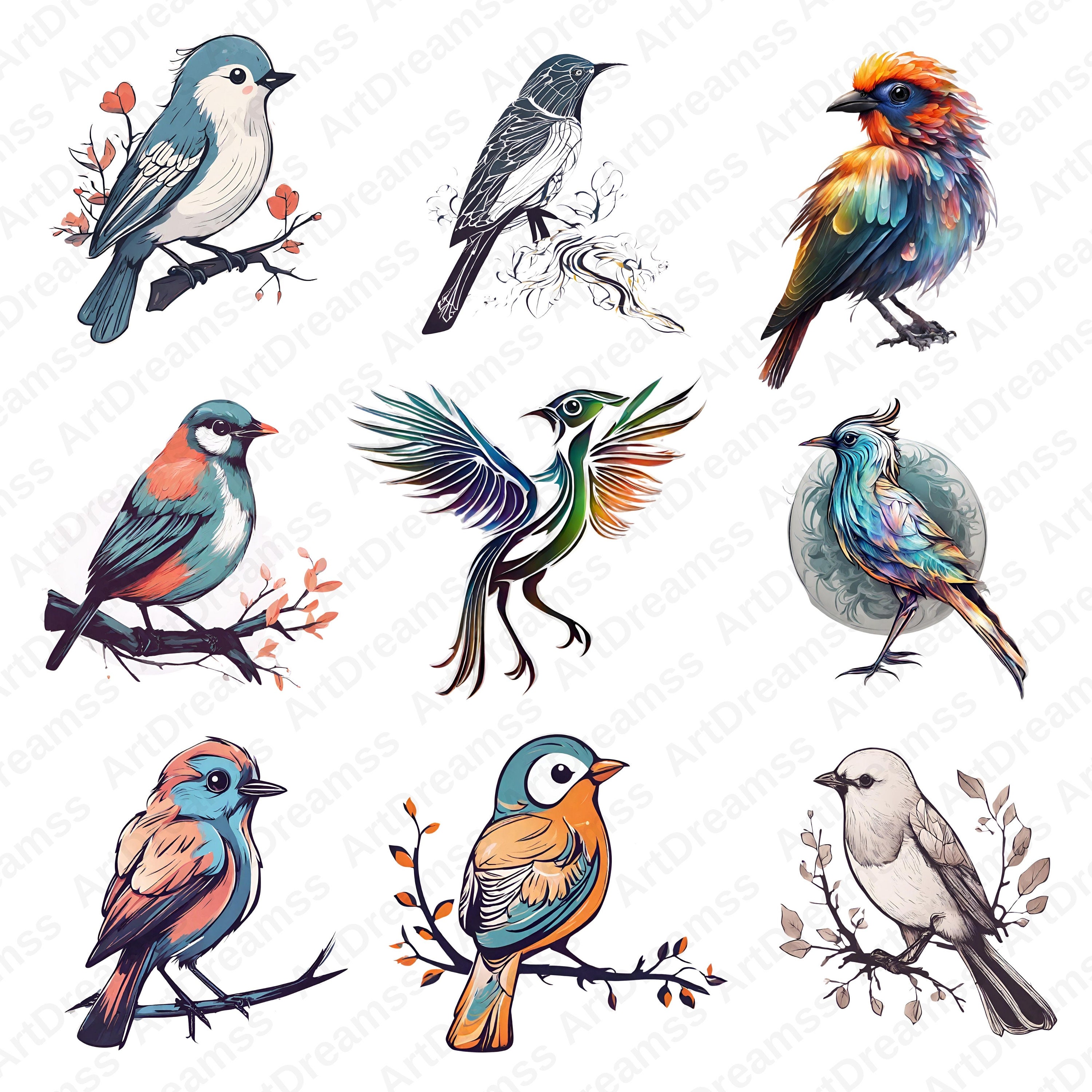 Birds Clipart PNG, Cute Birds, Graphic Birds, Watercolor Birds, Birds ...