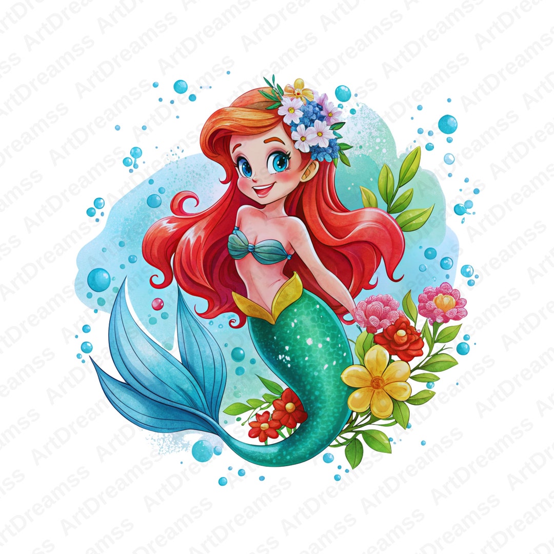 Cute Ariel PNG, Little Mermaid Clipart, Princess Ariel, High Quality - Etsy