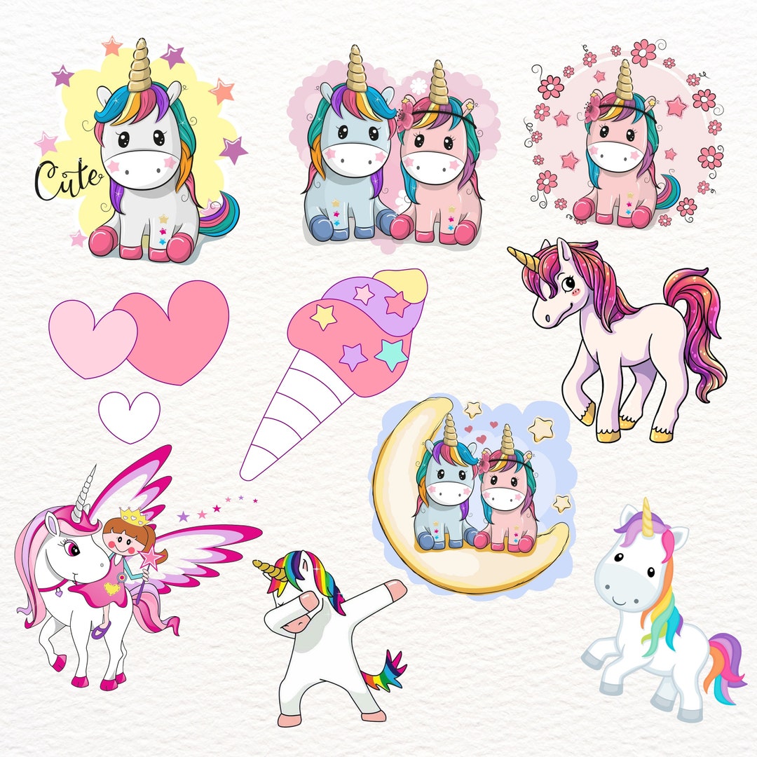 Unicorn Png Bundle, Unicorn Clipart, Cute Unicorn Png - Etsy