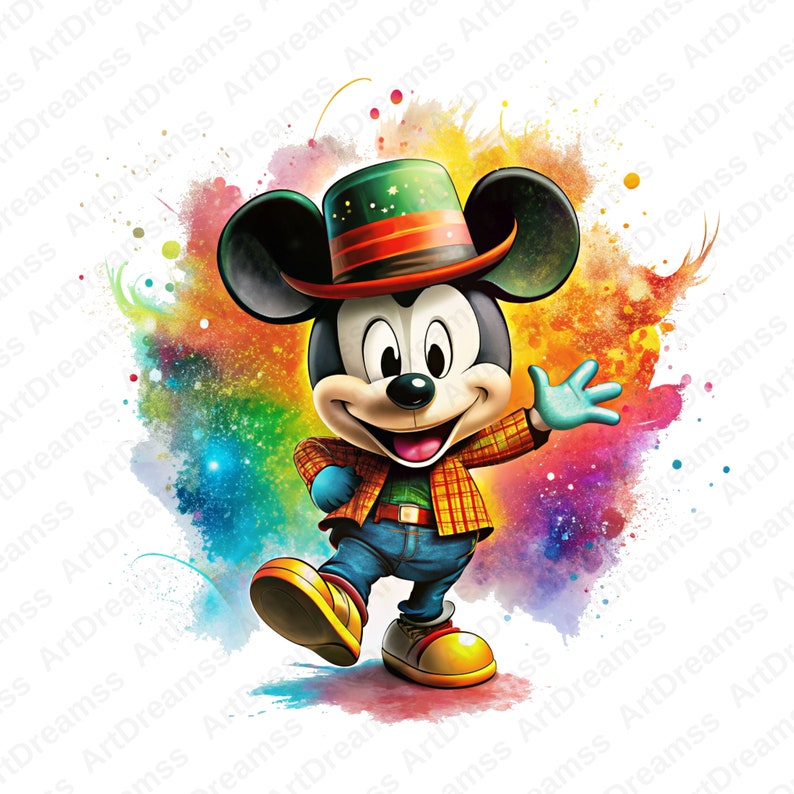 Mickey Mouse Clipart PNG, Mickey Watercolor, Crazy Mickey Mouse, Cute ...