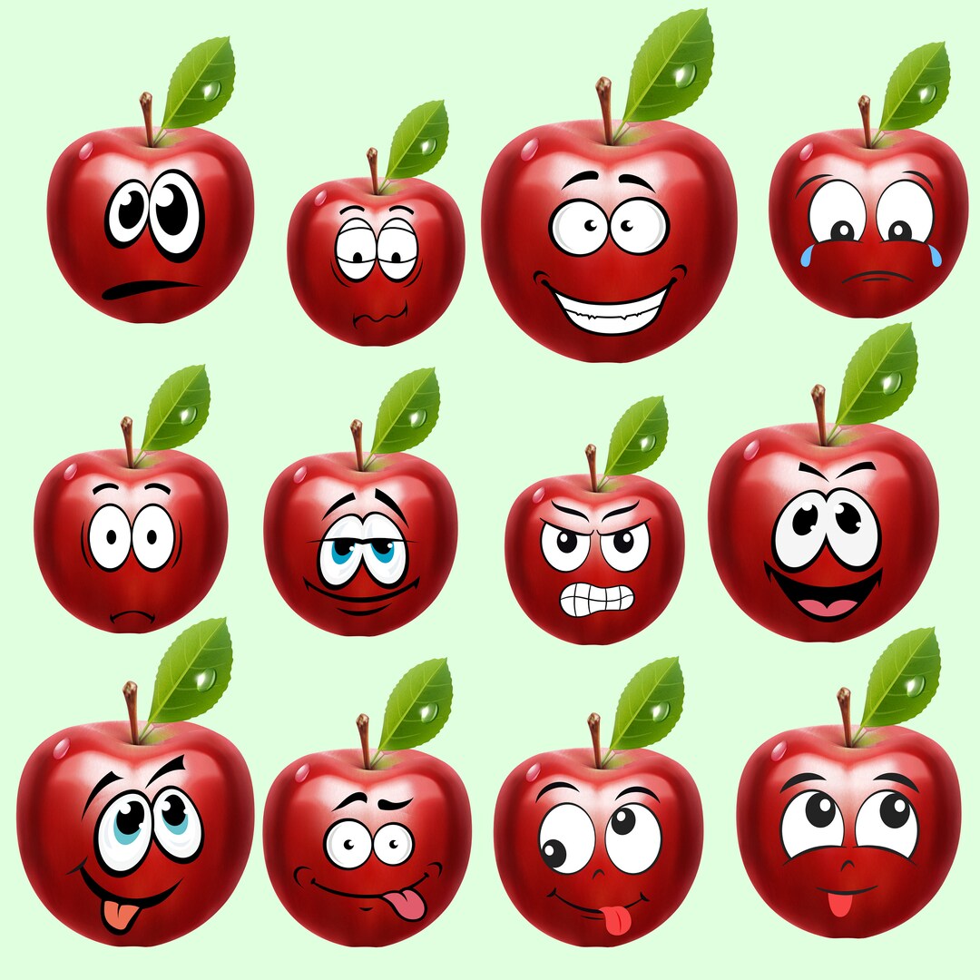Cute Apples Bundle, Kawaii Apples, Sweet Apple Png - Etsy