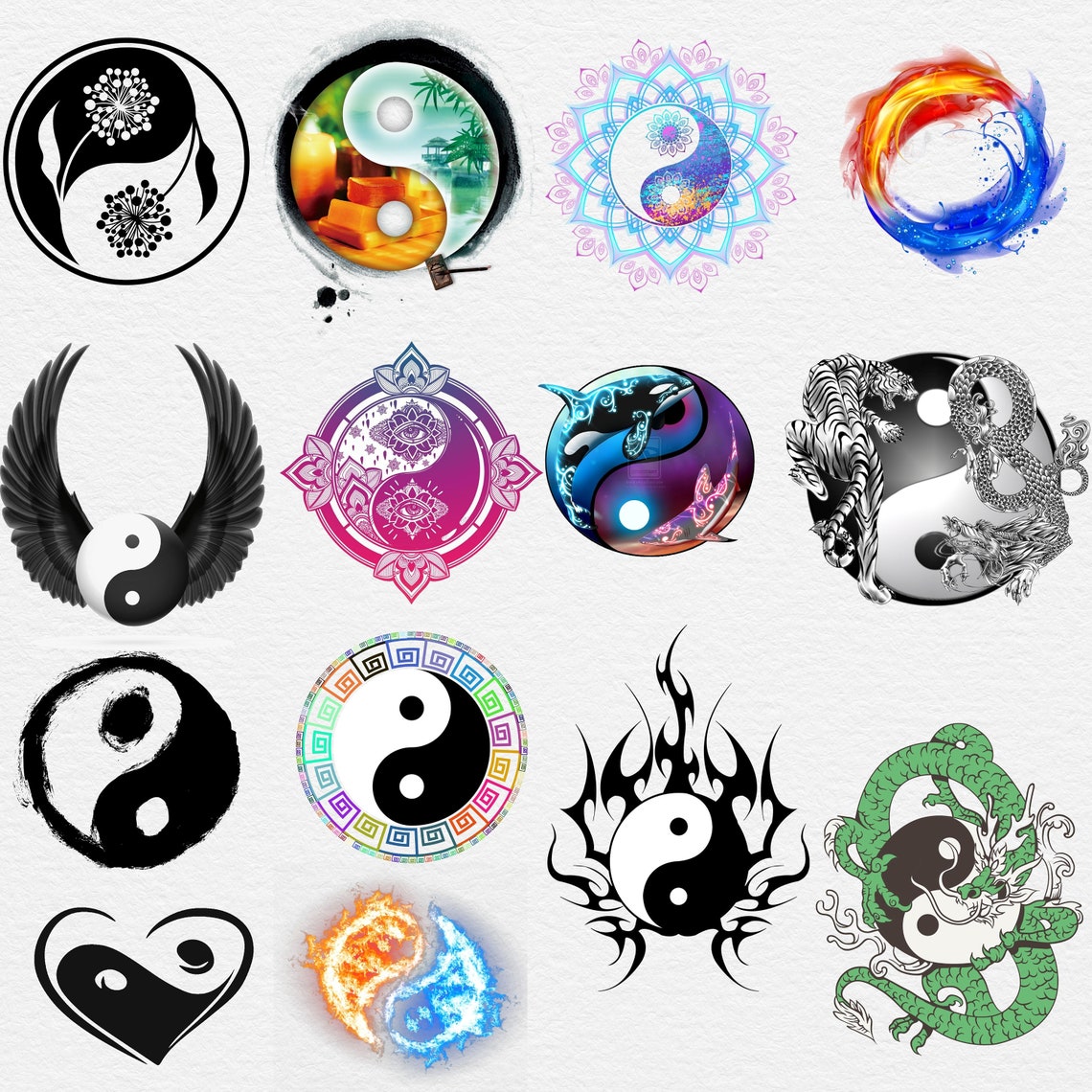 Yin Yang Clipart PNG, Digital Transparent, Art Yin Yang - Etsy Canada