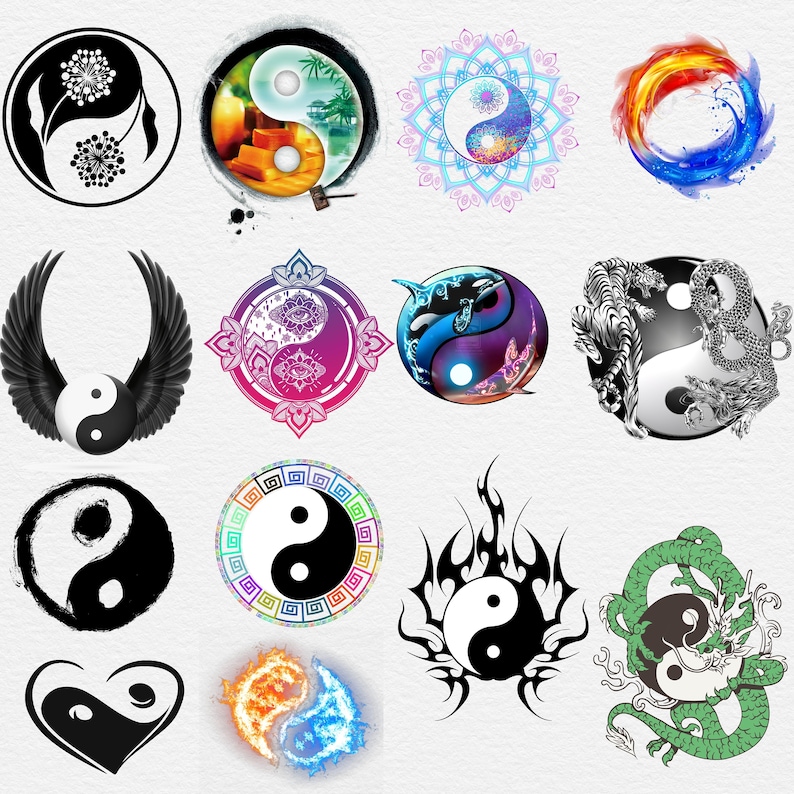 Yin Yang Clipart PNG, Digital Transparent, Art Yin Yang - Etsy