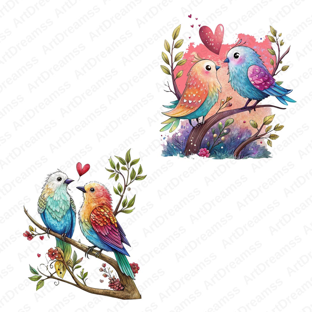 Valentines Day Birds Clipart, Cute Love Birds, Romantic PNG, High ...
