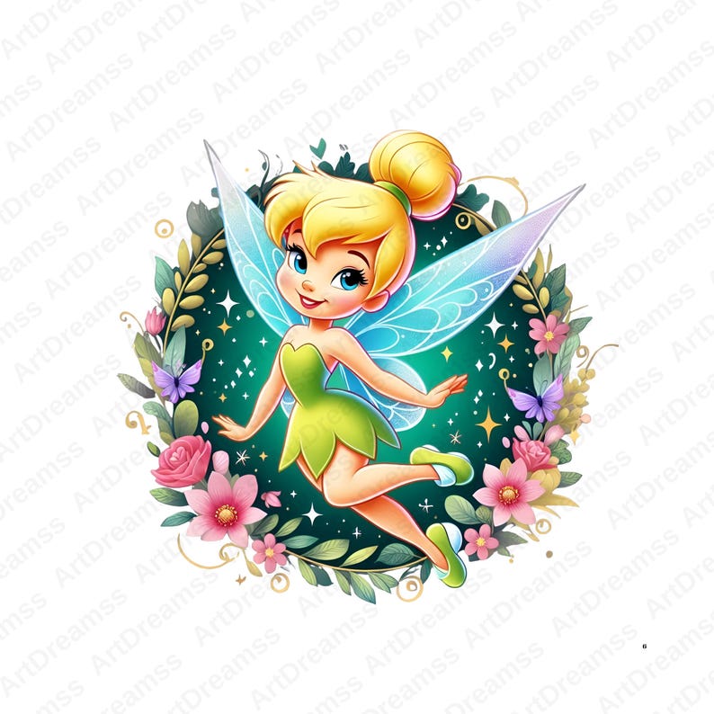 Tinkerbell Clipart, Cute Tinkerbell PNG, Tinkerbell With Flowers ...