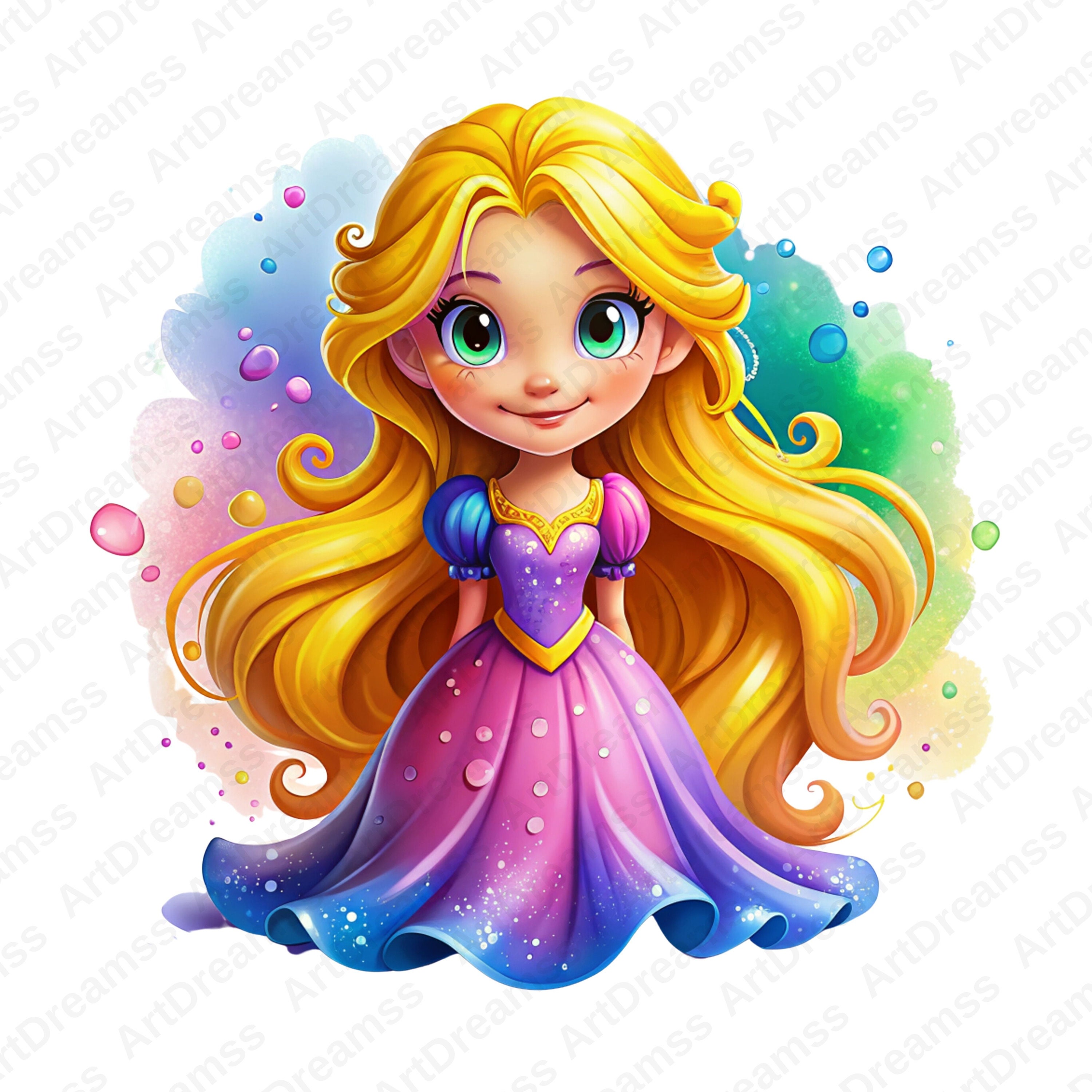Baby Princess Rapunzel Clipart, Cute Rapunzel, Tangled PNG, Watercolor ...