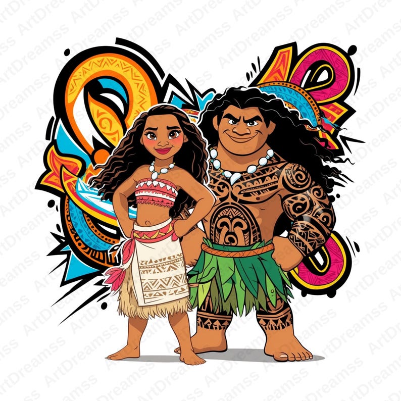 Moana and Maui Clipart, Cute Moana, Moana PNG, Maui PNG, Princess Moana ...