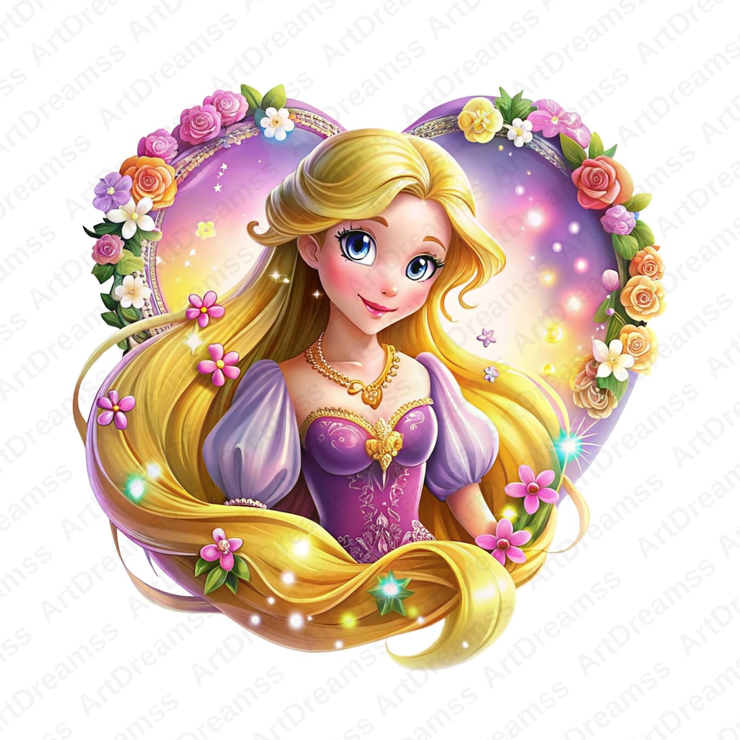 Princess Rapunzel Clipart, Cute Rapunzel With Flowers, Tangled PNG ...